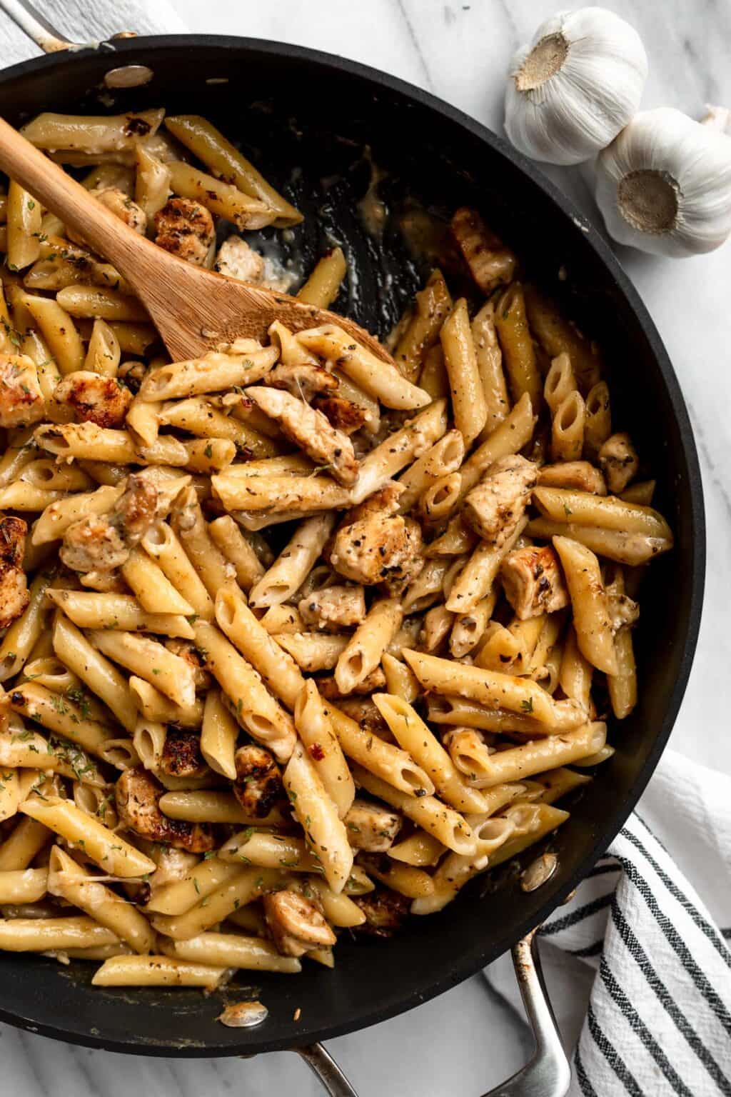 Creamy One Pot Garlic Chicken Pasta Recipe - Delicious Little Bites